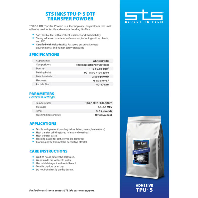 P-5 DTF Transfer Powder – 100% TPU Resin | STS Inks