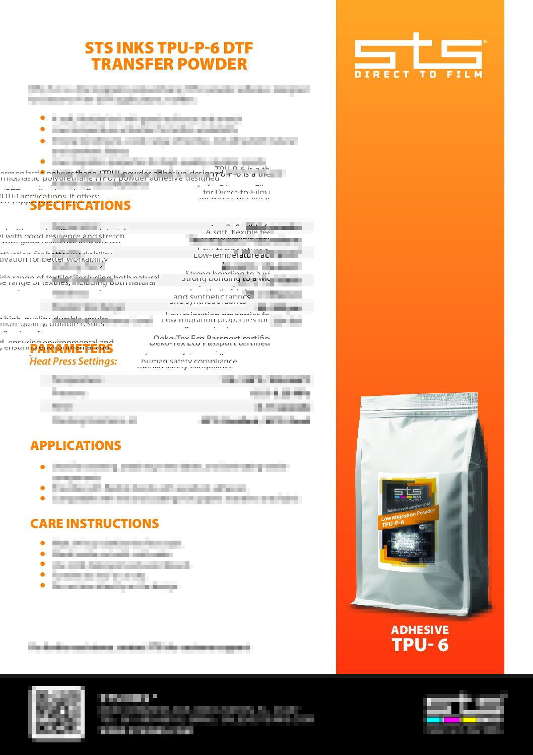 P-6 DTF Transfer Powder – Low Migration TPU 1kg | STS Inks